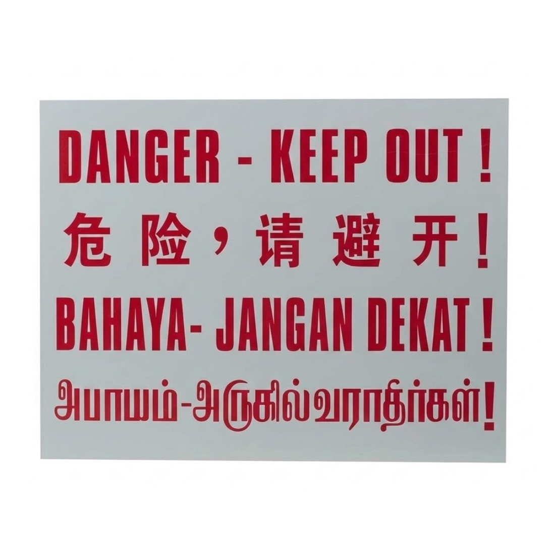 Buy DANGER KEEP OUT (4 LANGUAGES) Aluminium Signage 600mm x 800mm | Ban ...