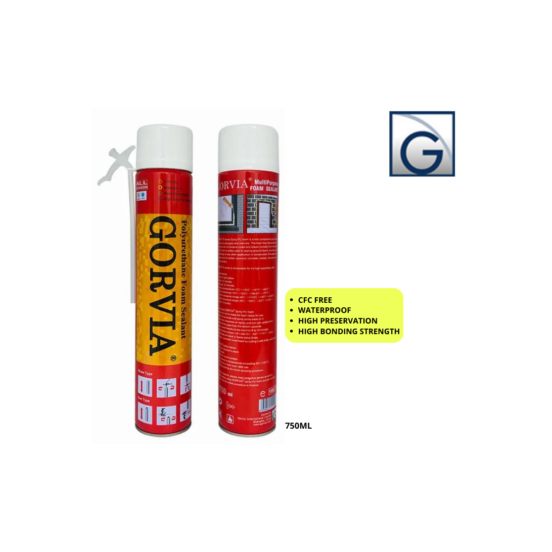 Buy GORVIA PU Foam Spray 750ml. Seals gap & crevices. Weather ...