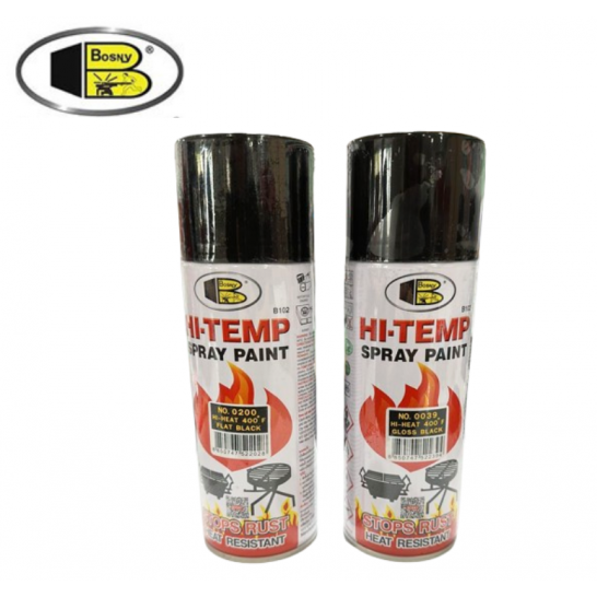 Buy BOSNY Hi-Heat Spray Paint 400F. Hi-Temp Resistant. Gloss Black or ...
