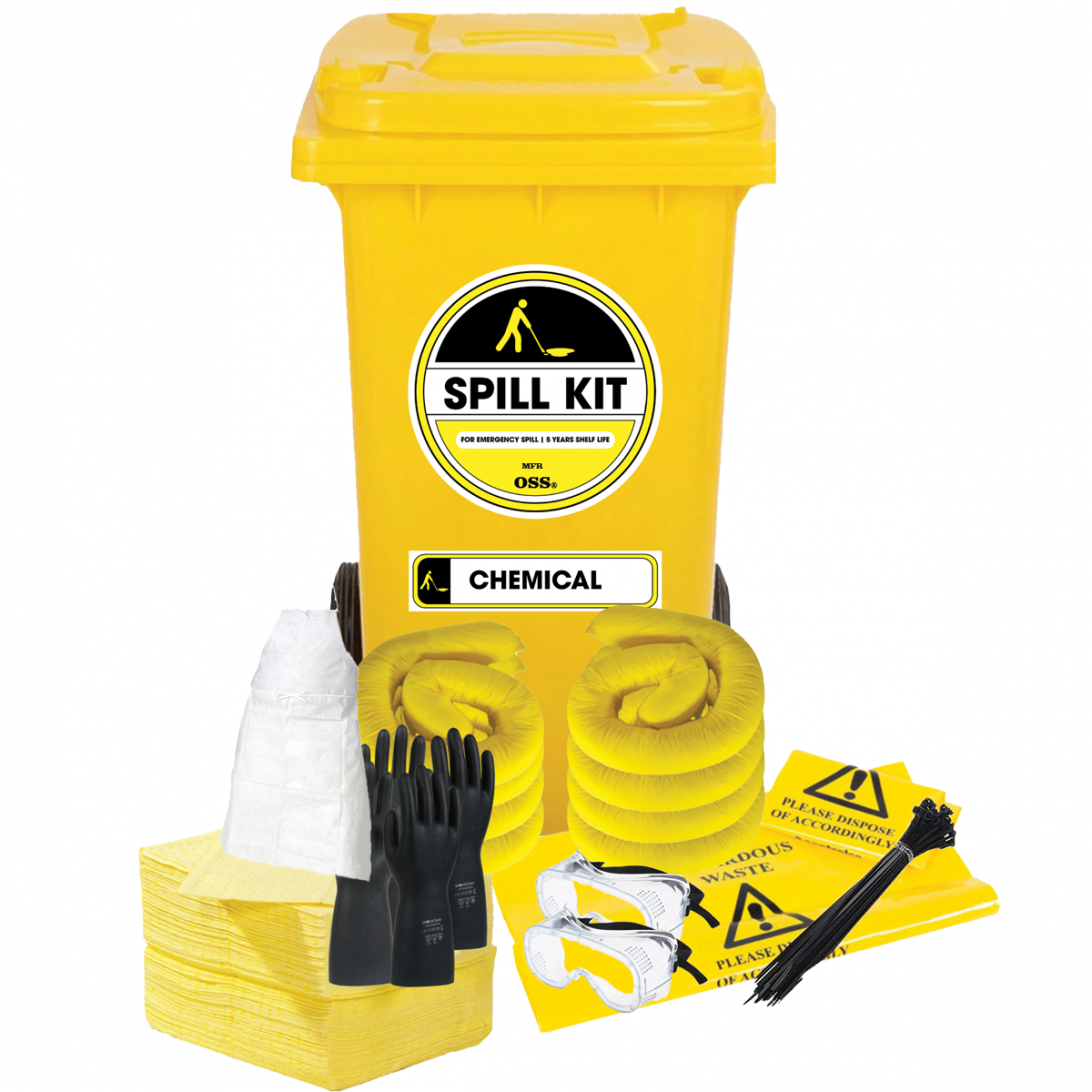Buy 120Ltr Chemical Spill Kit c/w Wheeled Bin. Hazchem | Ban Soon ...