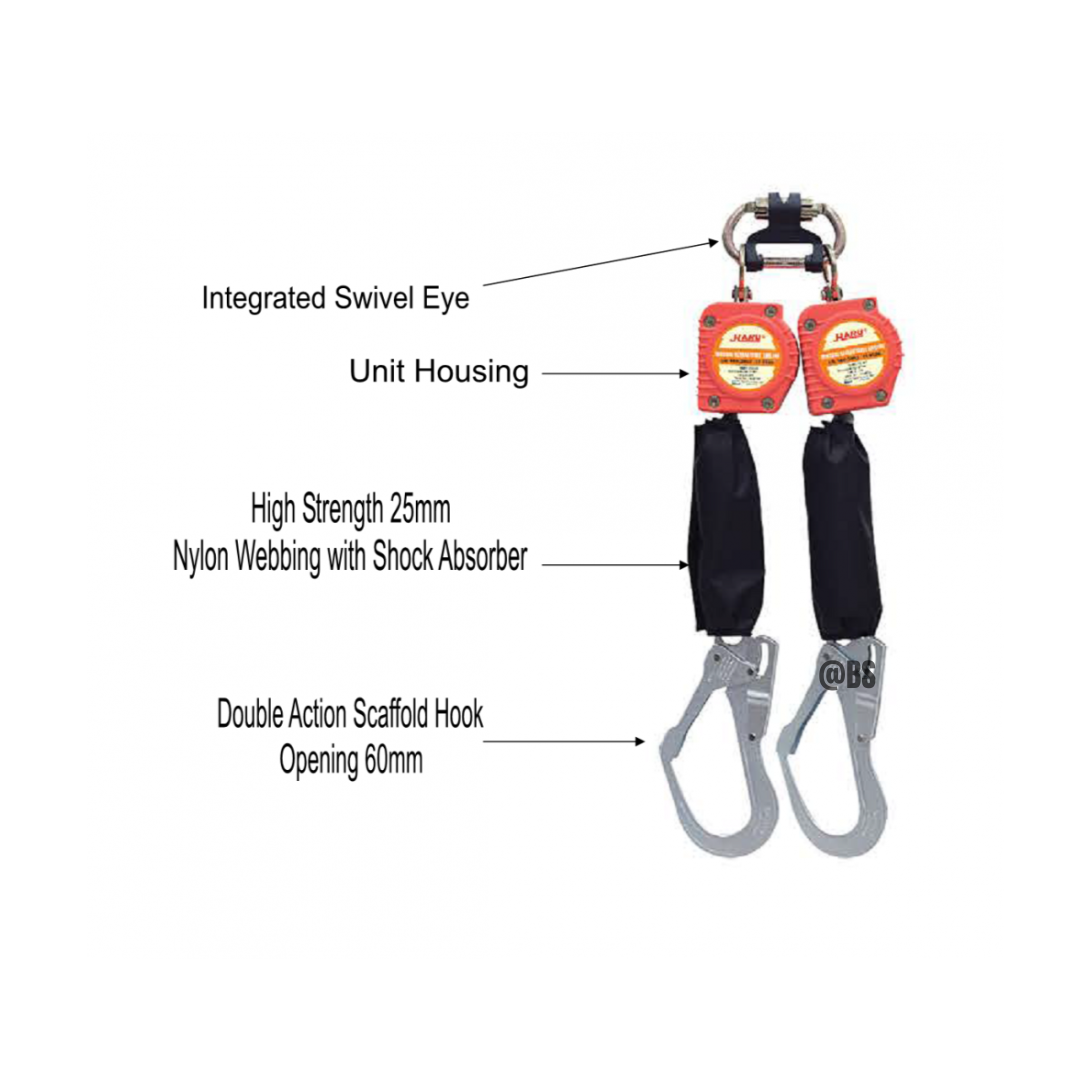 Buy Haru HB-2N+N Retractable Type Fall Arrestor Block 2M Double Webbing ...