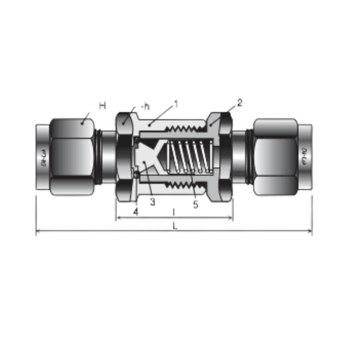 Buy DK-LOK SS316 Poppet Check Valve (1/4" MNPT Tube Fitting 10PSI) V33A ...