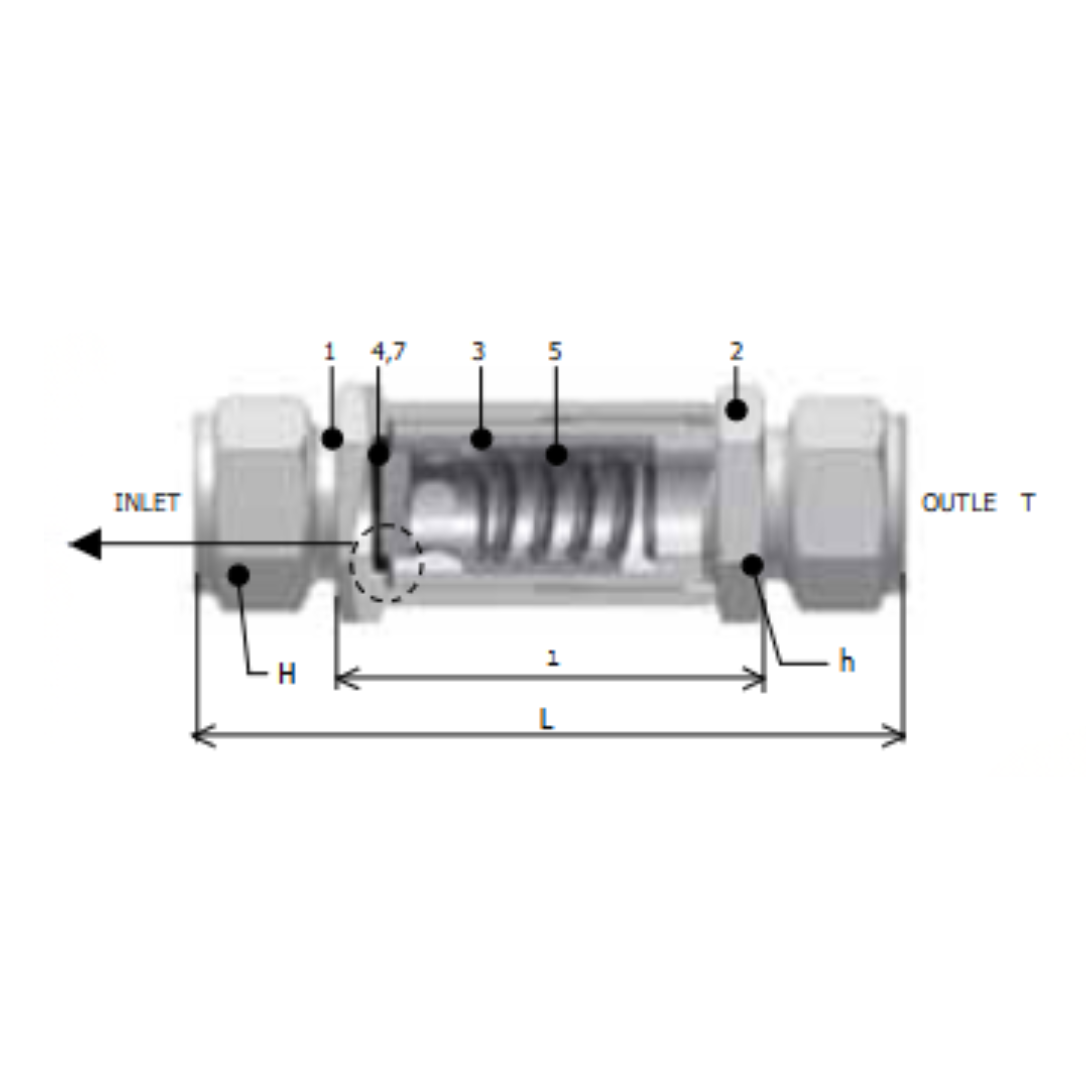 Buy copy of DK-LOK SS316 Poppet Check Valve (3/4" Tube Fittings 50PSI ...